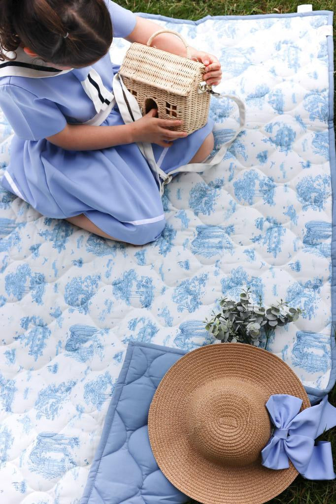 Spring Toile Blue Quilted Playmat - Organic Cotton Baby Playmat – The ...