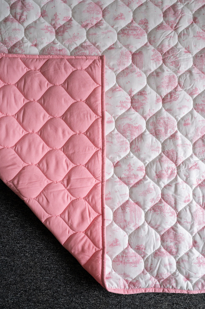 Spring Toile Pink Quilted Playmat - Organic Cotton Baby Playmat – The ...
