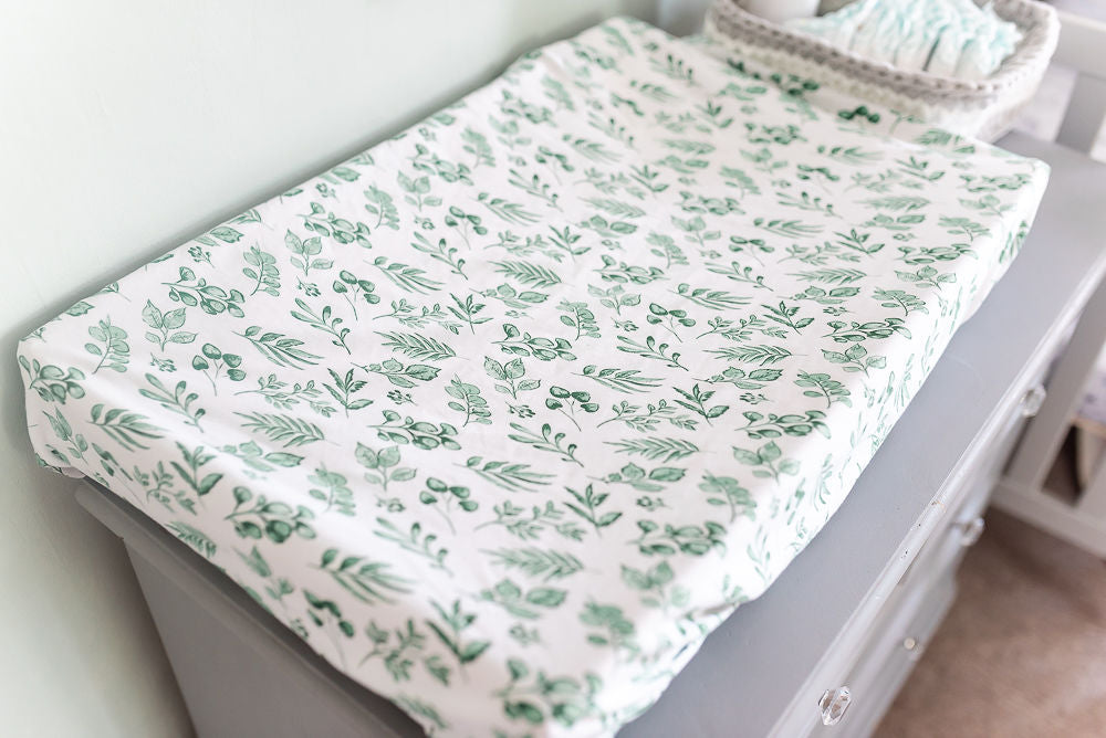 Lovely Leaves Green Bedside Crib Sheet/Changing Mat Cover | The Gilded ...